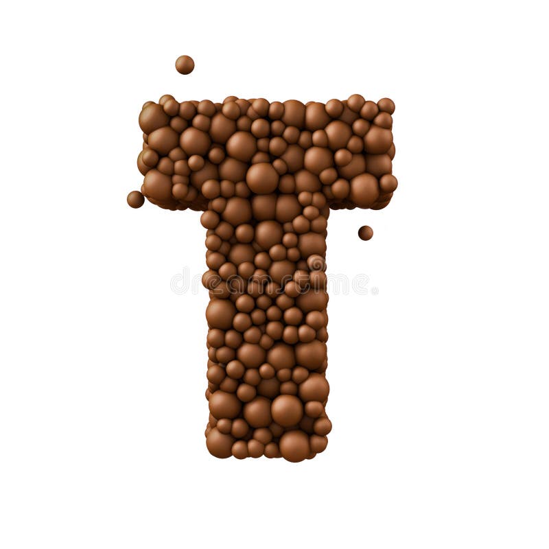 Letter T Made of Chocolate Bubbles, Milk Chocolate Concept, 3d Render ...