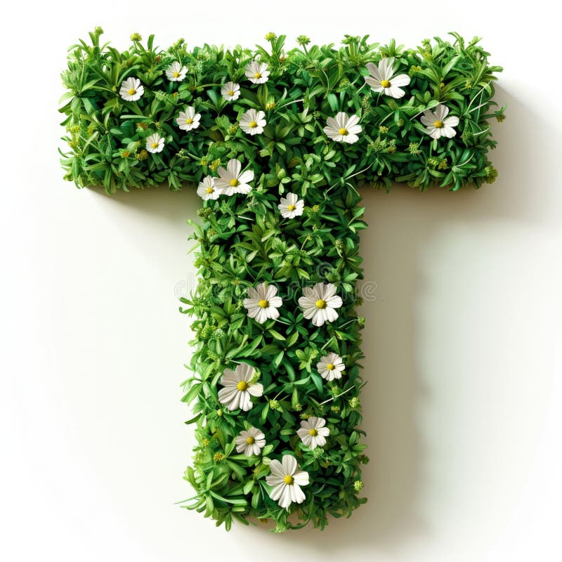 The Letter T is Made Up of Flowers Stock Illustration - Illustration of ...