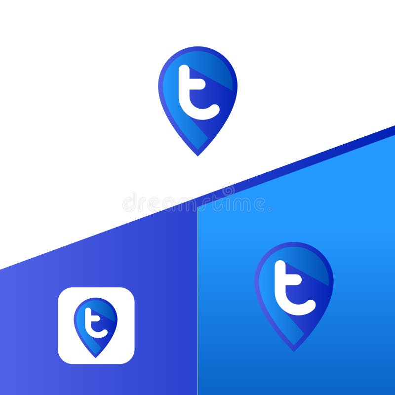 Letter T with Map Pointer Icon or Logo Design Template Elements Stock ...