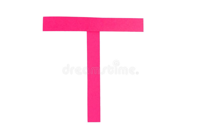 Letter T from Parts of Red Paper Stock Photo - Image of note ...