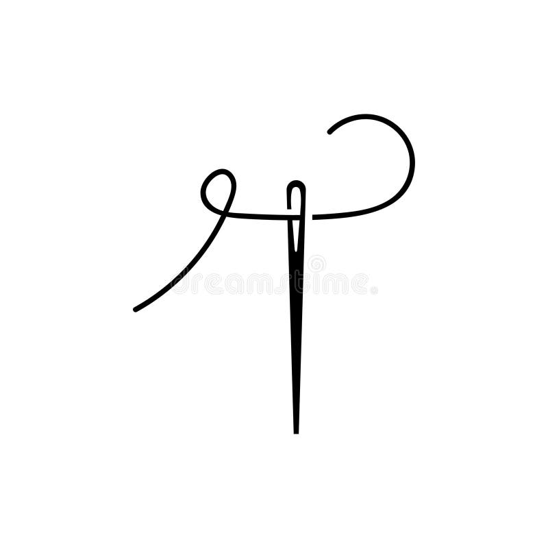 Letter T Sewing Needle Logo Design Art Vector Line Illustration Stock ...