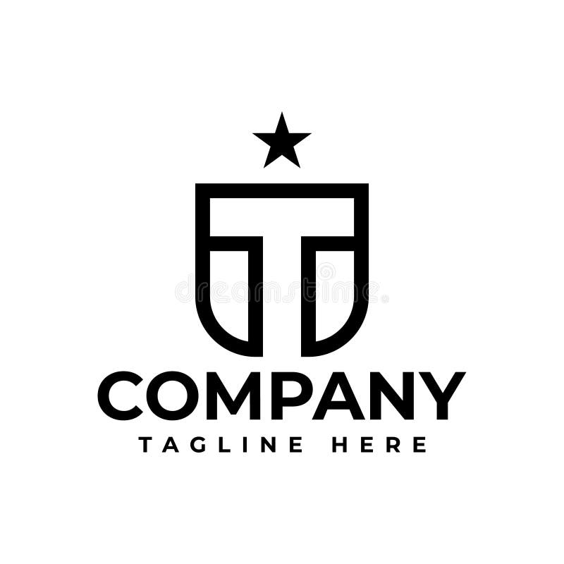 Letter T with Shield and Star Logo Design Stock Vector - Illustration ...