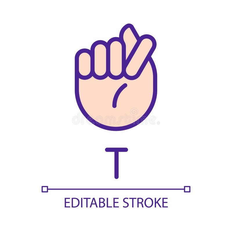 Letter T Sign in ASL Pixel Perfect RGB Color Icon Stock Vector ... Letter T Sign in ASL Pixel Perfect RGB Color Icon Stock Vector ...