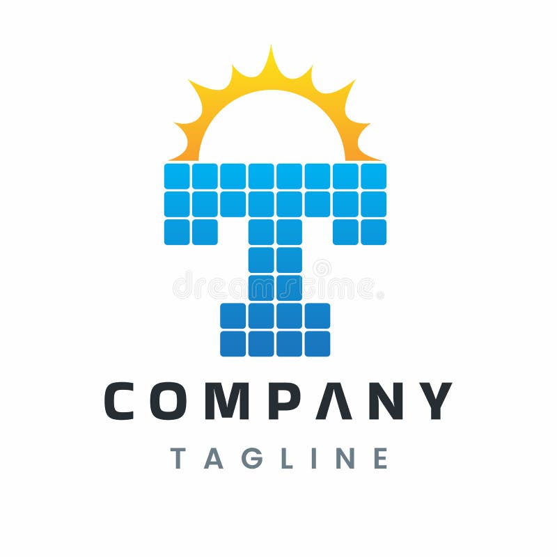 Letter T Solar Energy Logo, Solar Power Panel Design Stock Vector ...