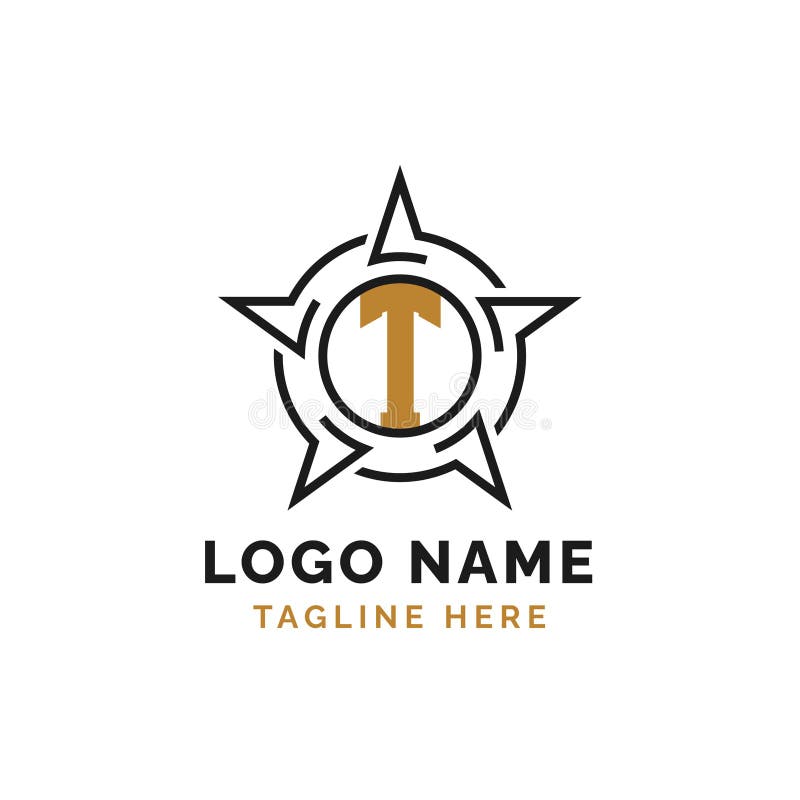 Letter T Star Logo Design. Alphabet T Logo with Star Stock Vector ...
