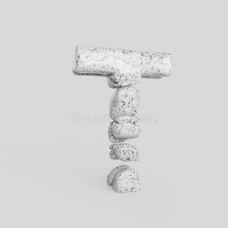 Upper Case Letter T Made of Smooth Stones on a White Background Stock ...