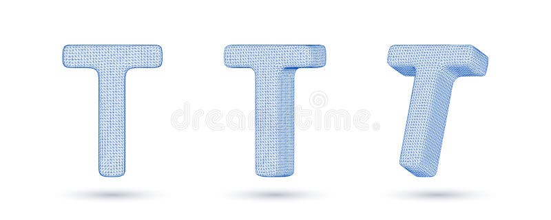 Letter T Wireframe High Polygonal Outline Low Poly Style Vector Design ...