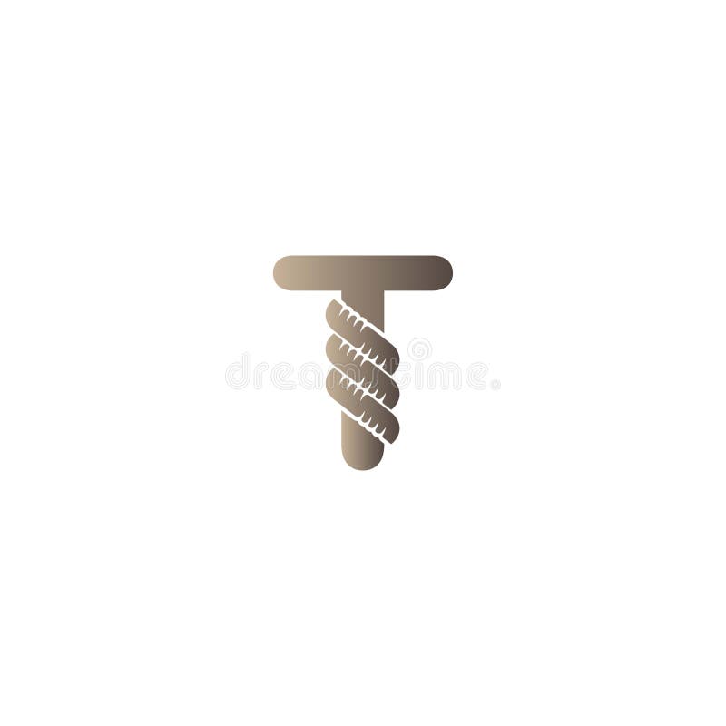 Letter T Wrapped in Rope Icon Logo Design Illustration Stock Vector ...