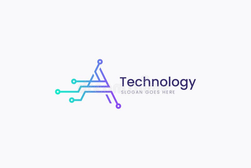 Letter a Logo Abstract Electrical Board Circuit Technology Electronic ...