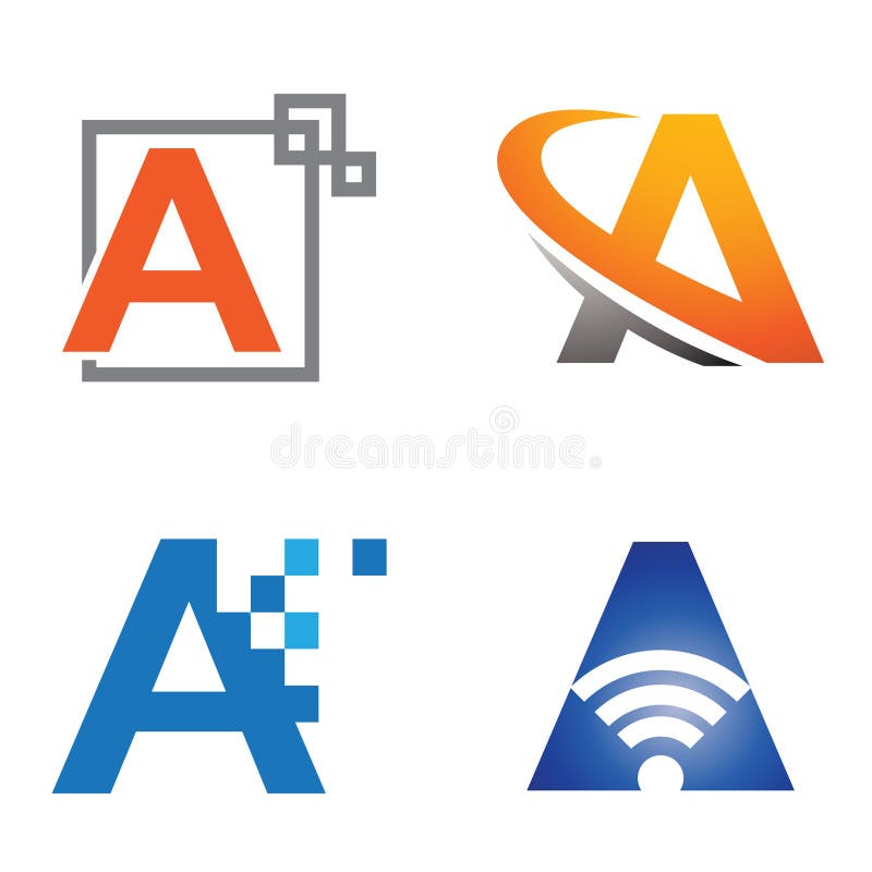 A - Letter Technology Internet and Computer Symbol Logo Template Stock ...