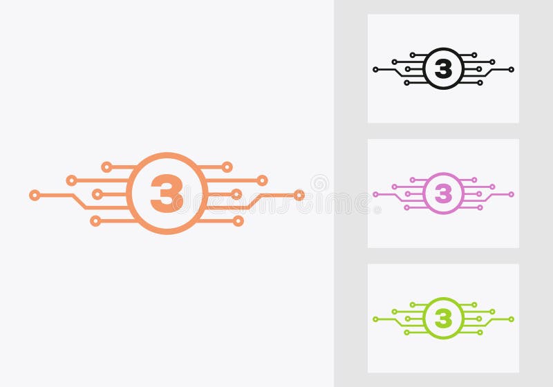 Letter 3 Technology Logo Design Template. Network Logo Design Stock ...