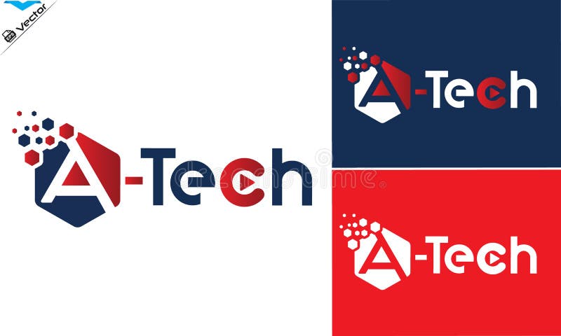 Letter a Technology Typography Vector Logo Template Stock Illustration ...
