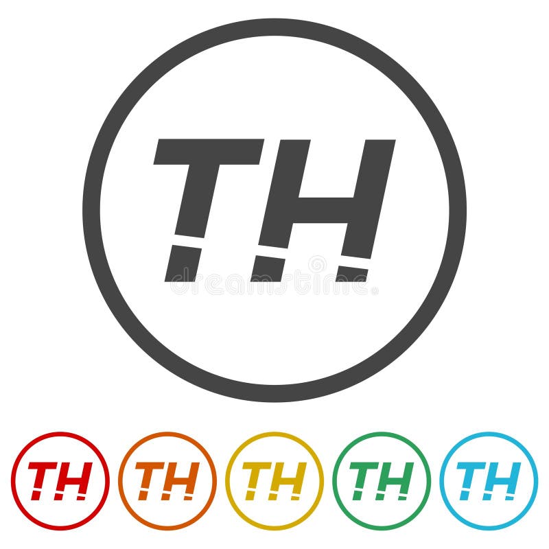 Letter TH Logo. Set Icons in Color Circle Buttons Stock Illustration ...