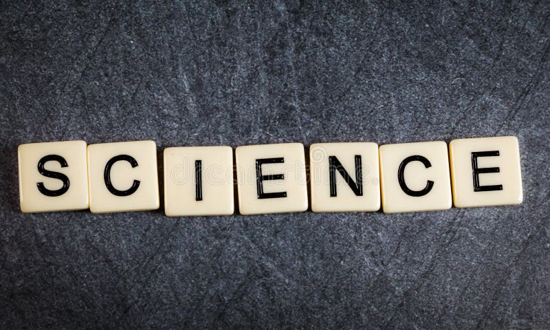 Letter Tiles on Black Slate Background Spelling Science Stock Photo ...