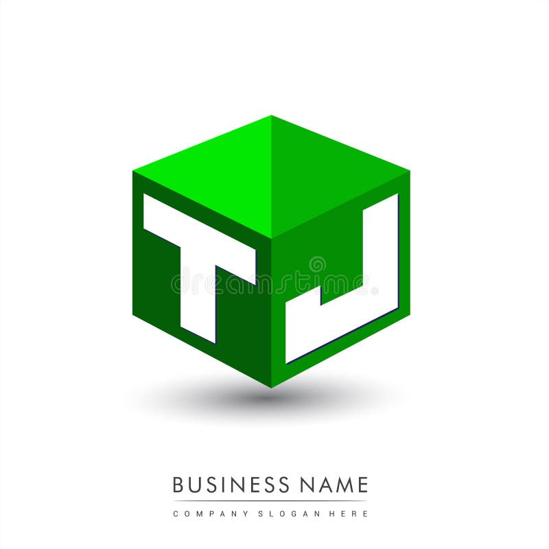Letter TJ Logo in Hexagon Shape and Green Background, Cube Logo with ...