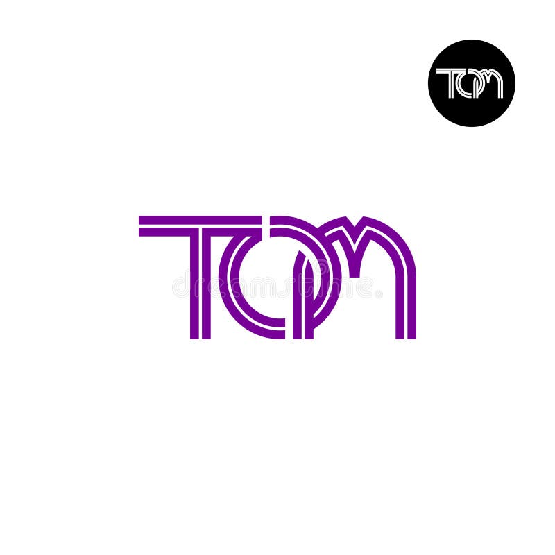 Letter TOM Monogram Logo Design with Lines Stock Vector - Illustration ...