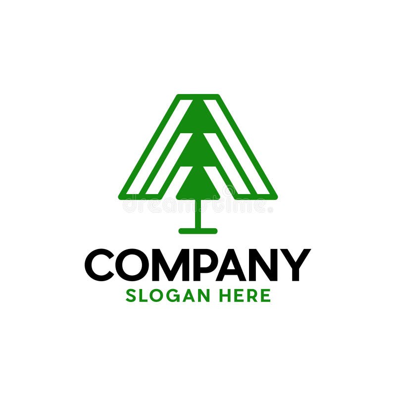Letter a with Tree Pine Nature Creative Logo Design Stock Vector ...