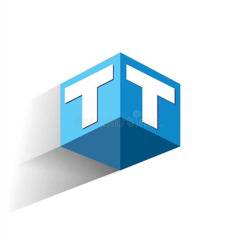 Letter TT Logo in Hexagon Shape and Blue Background, Cube Logo with ...