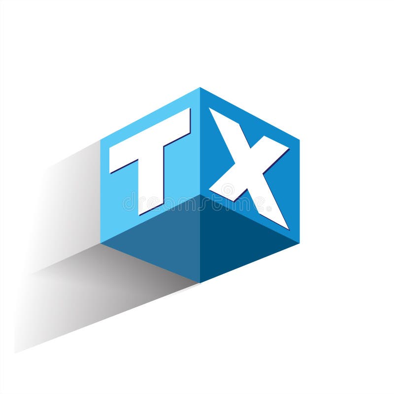 Letter TX Logo in Hexagon Shape and Blue Background, Cube Logo with ...