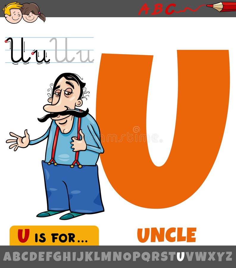 Letter U from Alphabet with Cartoon Uncle Character Stock Vector ...