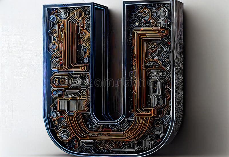Letter U. Alphabet in Circuit Board Style. Digital Hi-tech Lette Stock ...