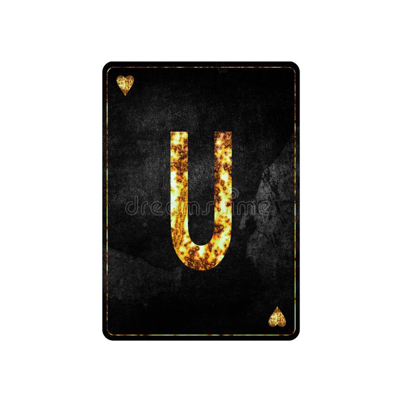 Letter U. Alphabet on Vintage Playing Cards Stock Illustration ...