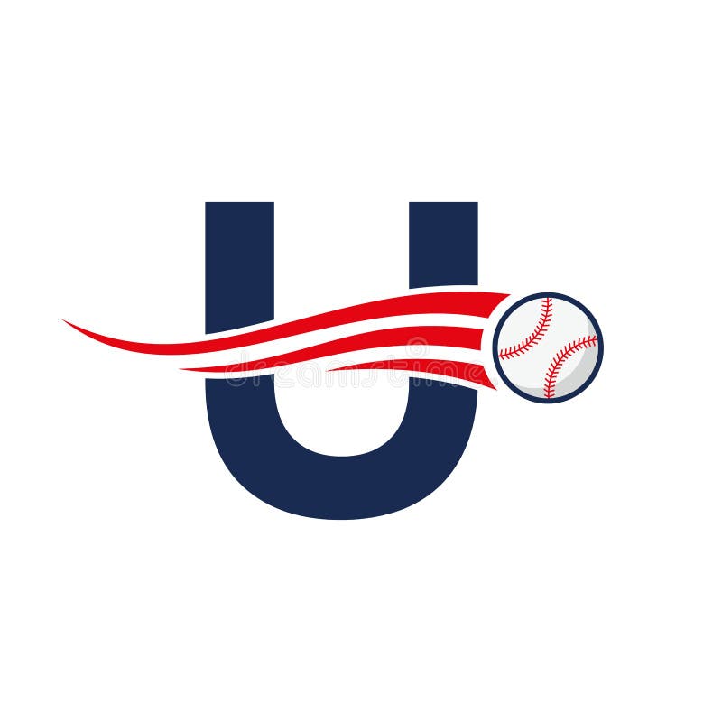 Letter U Baseball Logo Concept with Moving Baseball Icon Vector ...