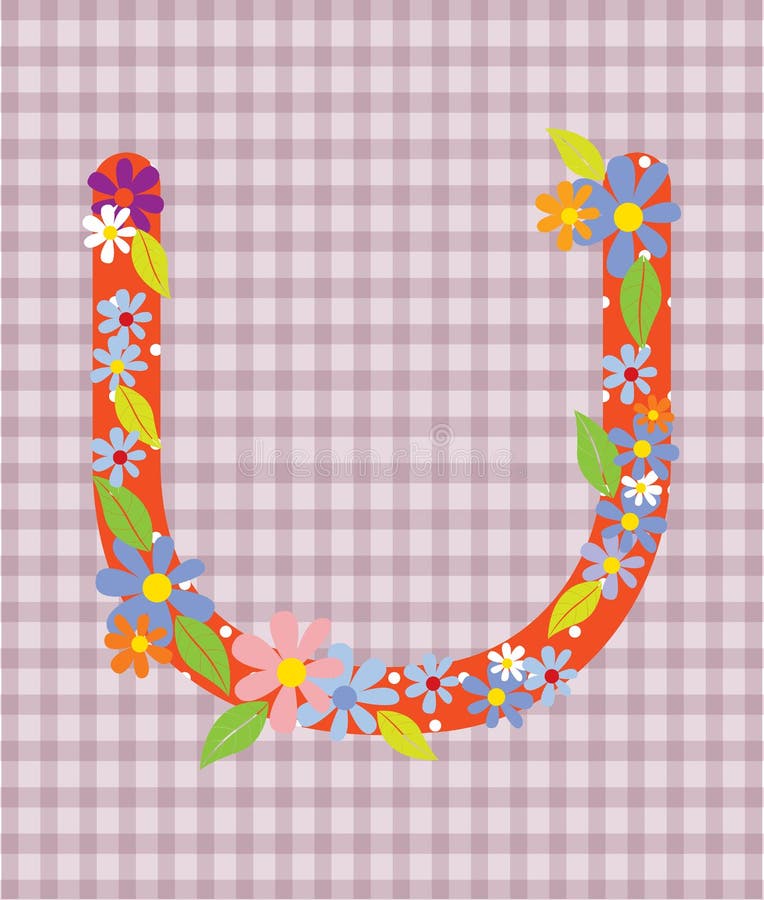 The Letter U Bright Floral Element of Colorful Alphabet in Stock Vector ...