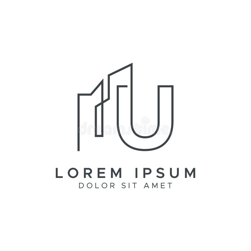 Letter U Building Line Logo Vector Design Template Stock Vector ...