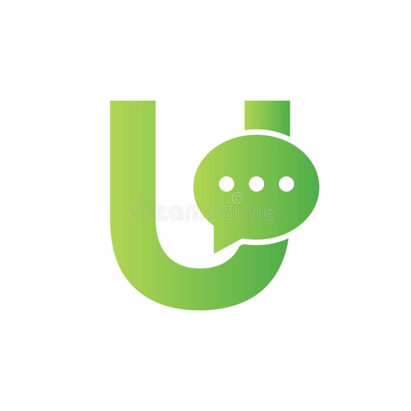 Letter U Chat Communicate Logo Design Concept with Bubble Chat Symbol ...