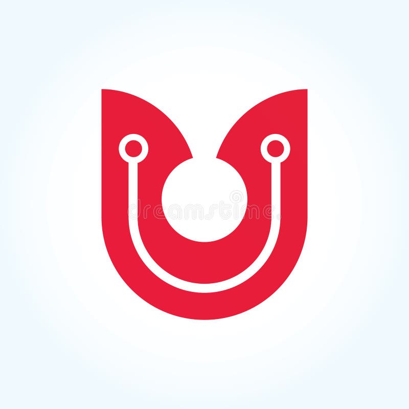 Letter U Circle Logo Sign, Red Material Design, Vector Stock Vector ...