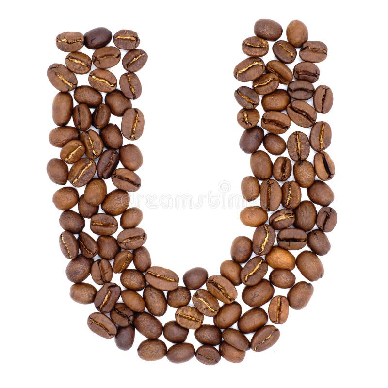 Letter U from Coffee Alphabet Isolated on White Stock Image - Image of ...