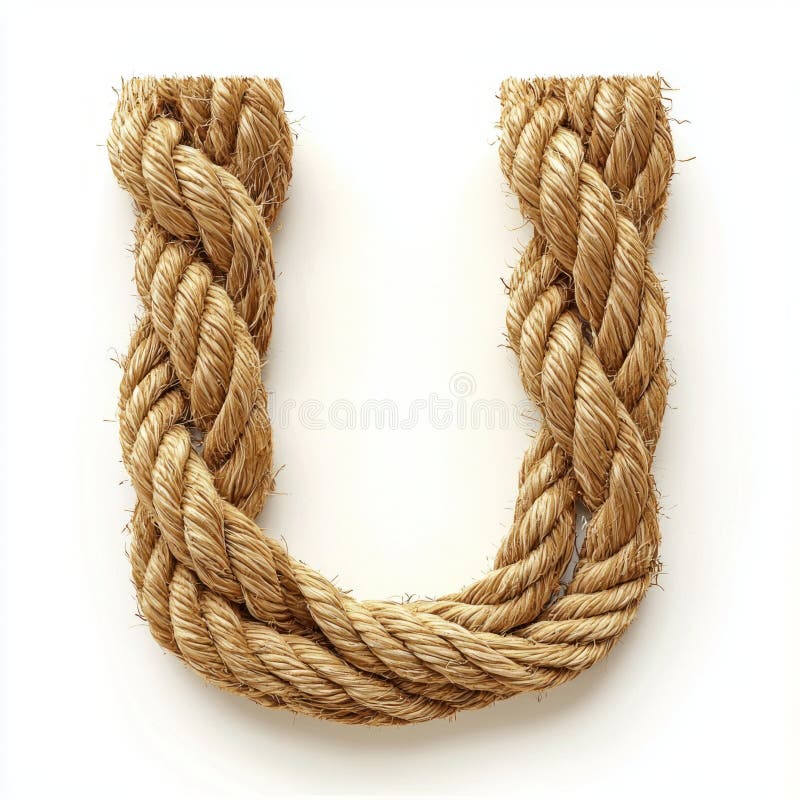 Solitary Rope Letter U Set Pristine White Background Perfect Various ...