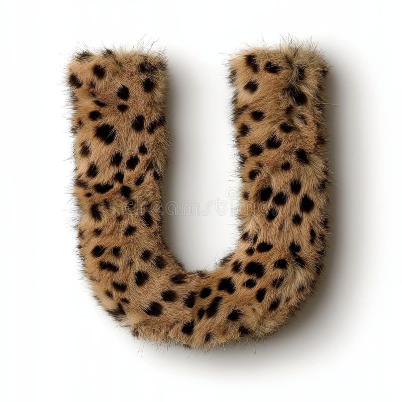 Leopard Fur Letter U Art Piece on a Contrasting White Background ...