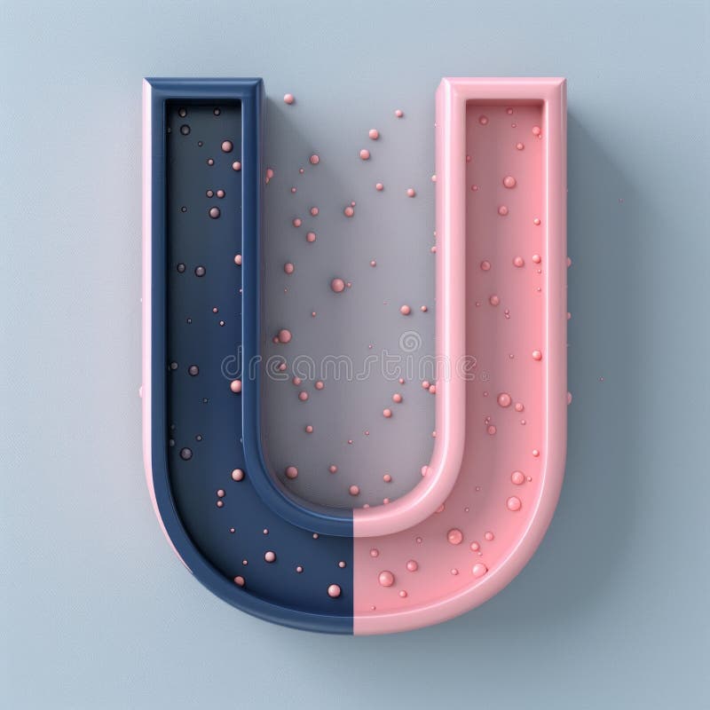 Letter U is Created from a Mixture of Pink and Blue Bubbles, Giving it ...