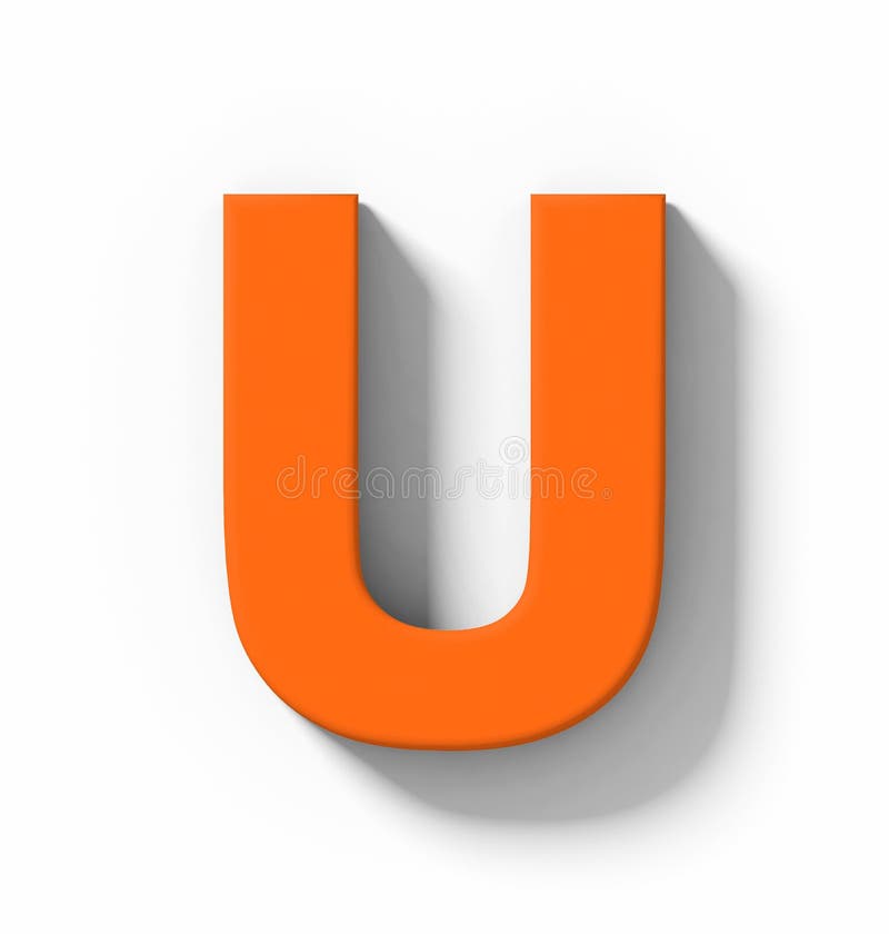 Letter U 3D Orange Isolated on White with Shadow - Orthogonal Pr Stock ...