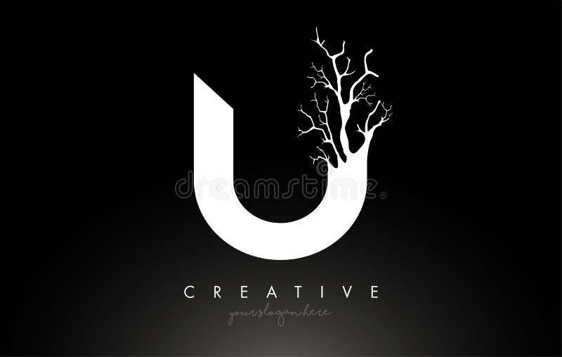 Letter U Design Logo with Creative Tree Branch. U Letter Tree Icon Logo ...