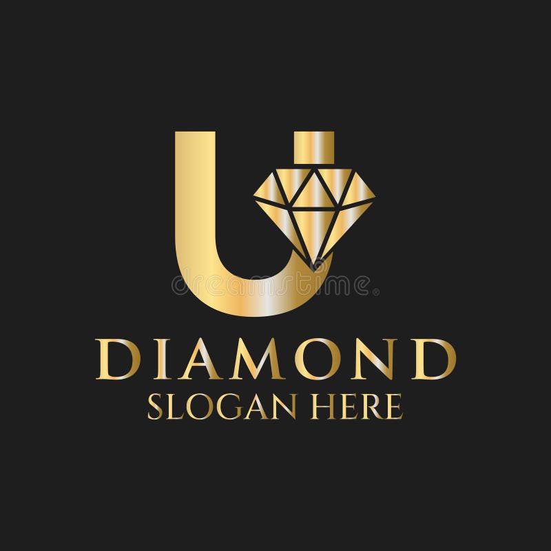 Letter U Diamond Logo Design. Jewelry Logo with Diamond Icon Vector ...