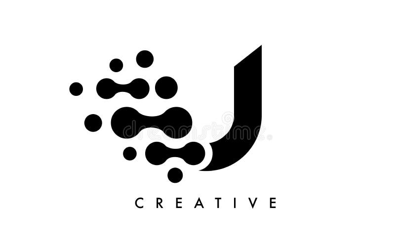 Letter U Dots Logo Design with Black and White Colors on Black ...