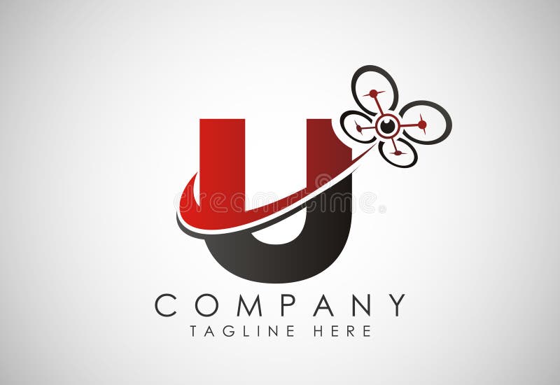 Letter U Drone Logo Design Vector Template. Drone Technology Logo Sign ...