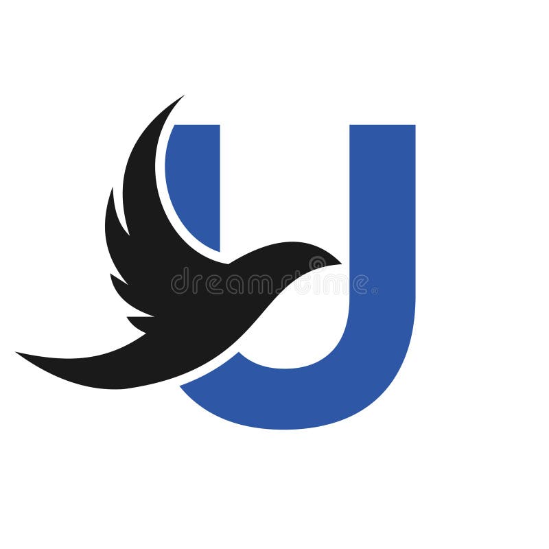 Letter U Flying Bird Logo Template Vector Sign. Dove Bird Logo on ...