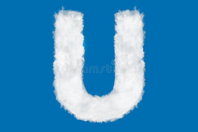 Letter U Font Shape Element Made of Clouds on Blue Stock Photo - Image ...