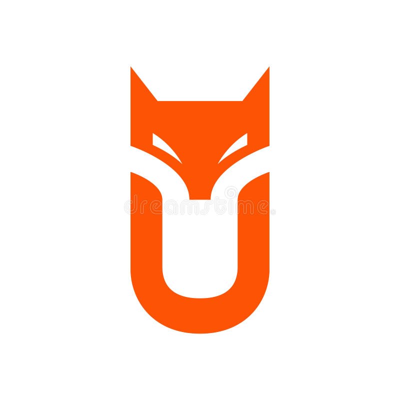 Letter U with Fox Shape Modern Simple Flat Mascot Clean Logo Design ...