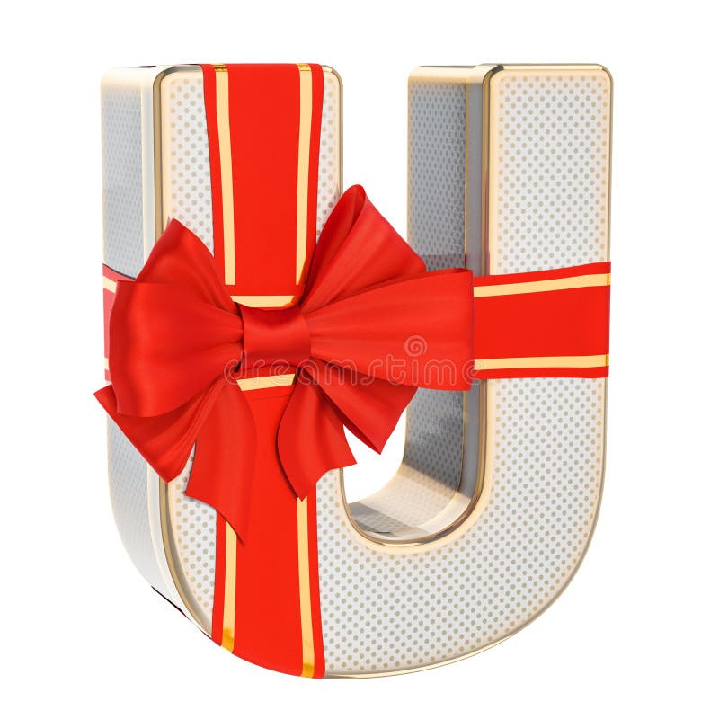 Letter G, Gift Box Shaped of a Letter G with Red Ribbon Bow. 3D ...
