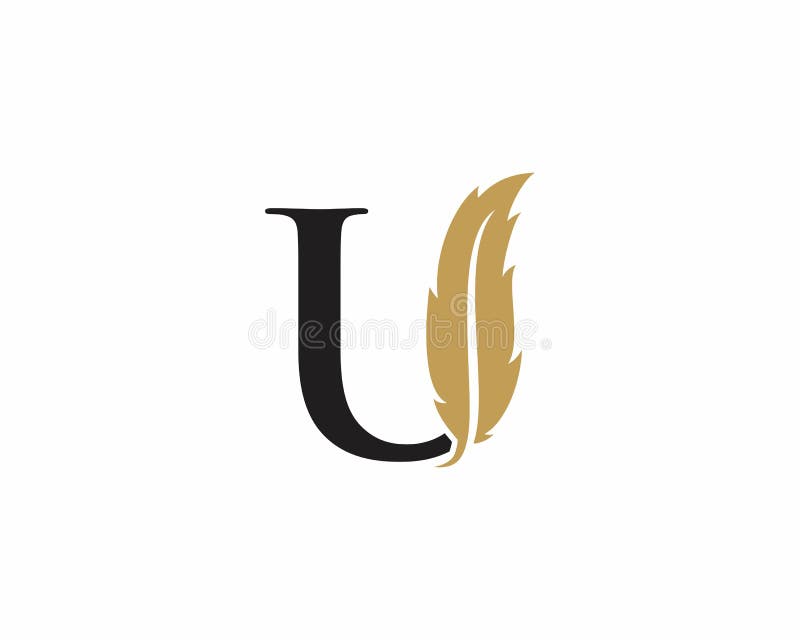 Letter U with Gold Feather Logo Design Stock Vector - Illustration of ...