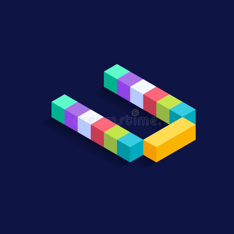 Letter U Isometric Colorful Cubes 3d Design, Three-dimensional Letter ...