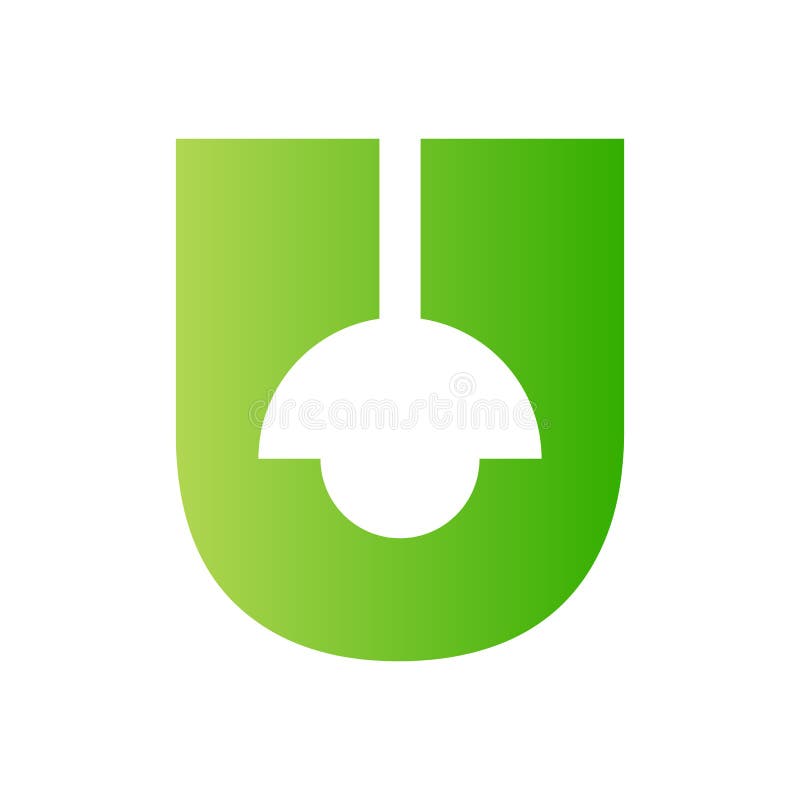 Letter U Lamp Logo Combined with Hanging Lamp Vector Template Stock ...