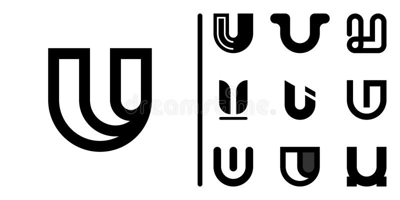 Letter U logo collection stock illustration. Illustration of font ...