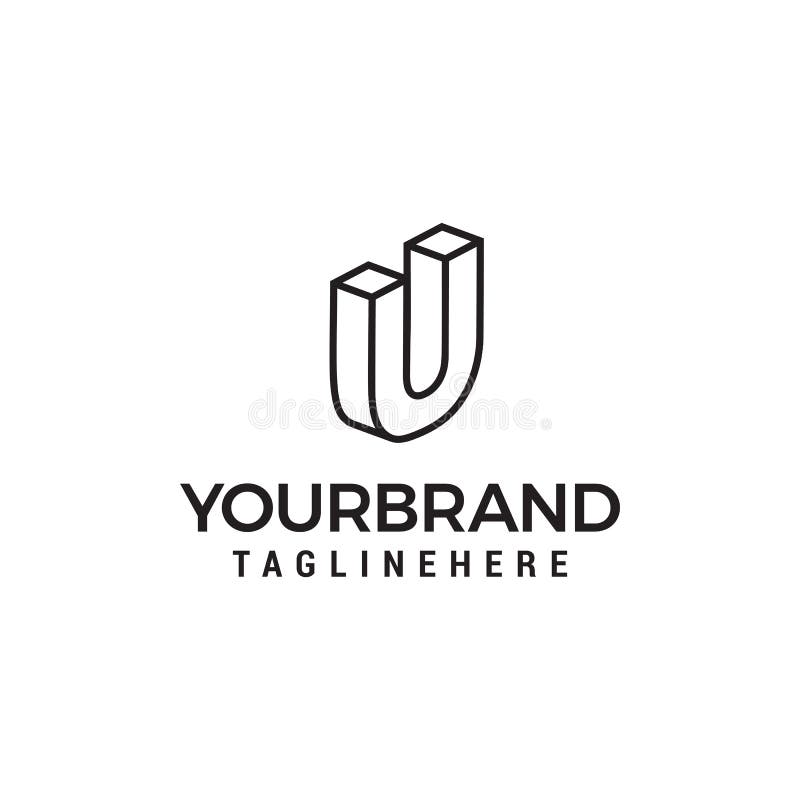 Letter U Logo 3D Isometric Lines Geometric Shape Template Design Vector ...