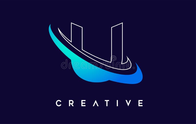 Letter U Logo. U Letter Design Vector with Blue Swash Vector Stock ...